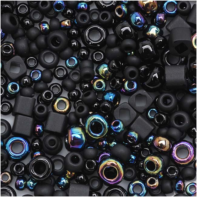 Toho Multi-Shape Glass Beads 'Borakku' Black Color Mix 8 Gram Tube ...