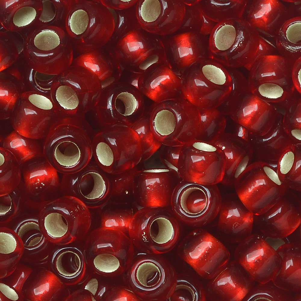 Toho Seed Beads, Round 6/0 #25CF 'Silver Lined Frosted Ruby' (8 Grams ...