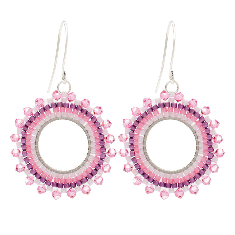 Brick Stitch Burst Earrings in Pink Sunset - Exclusive Beadaholique Je