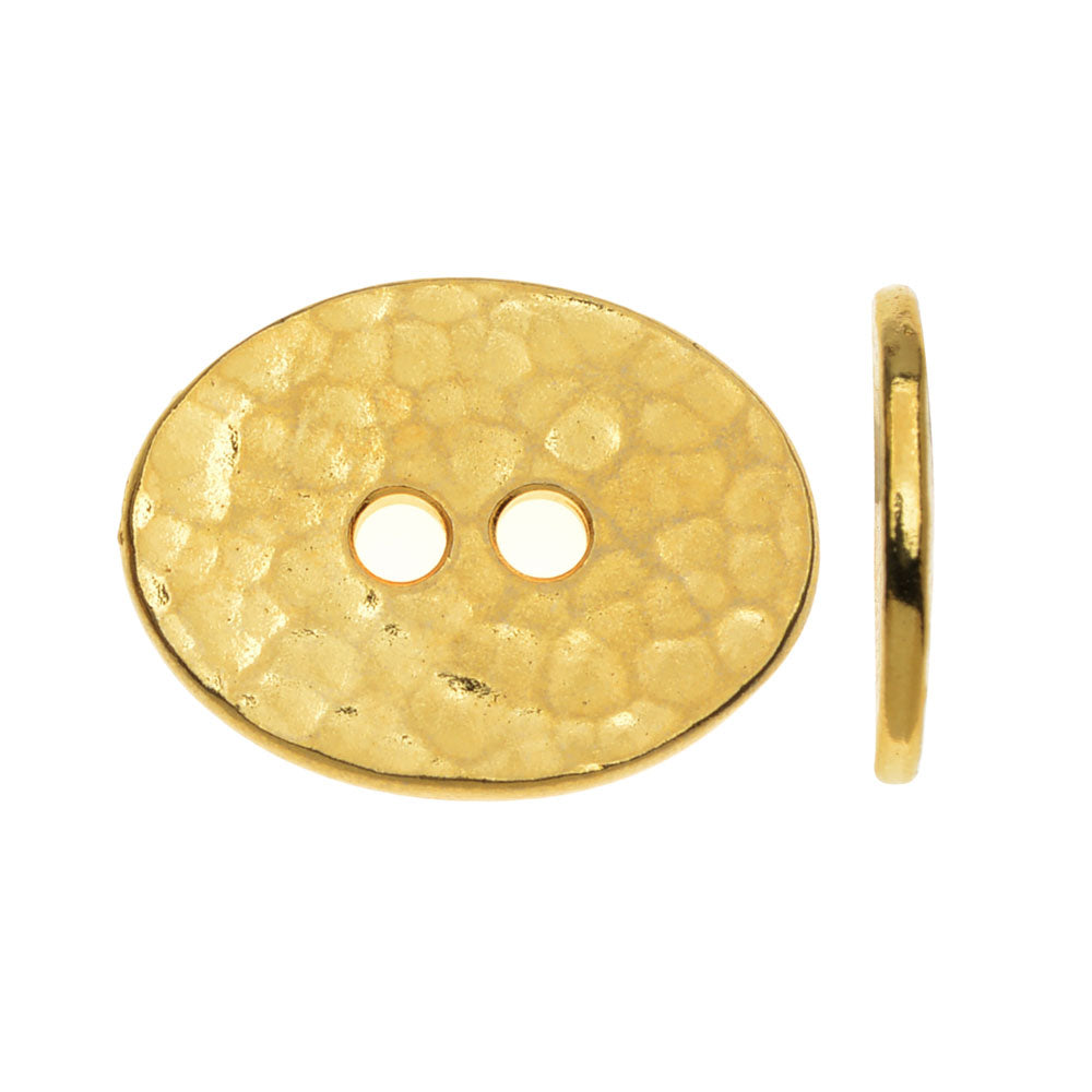 TierraCast Pewter, Oval 2-Hole Button Distressed 15x19mm, Gold (1 Piece ...