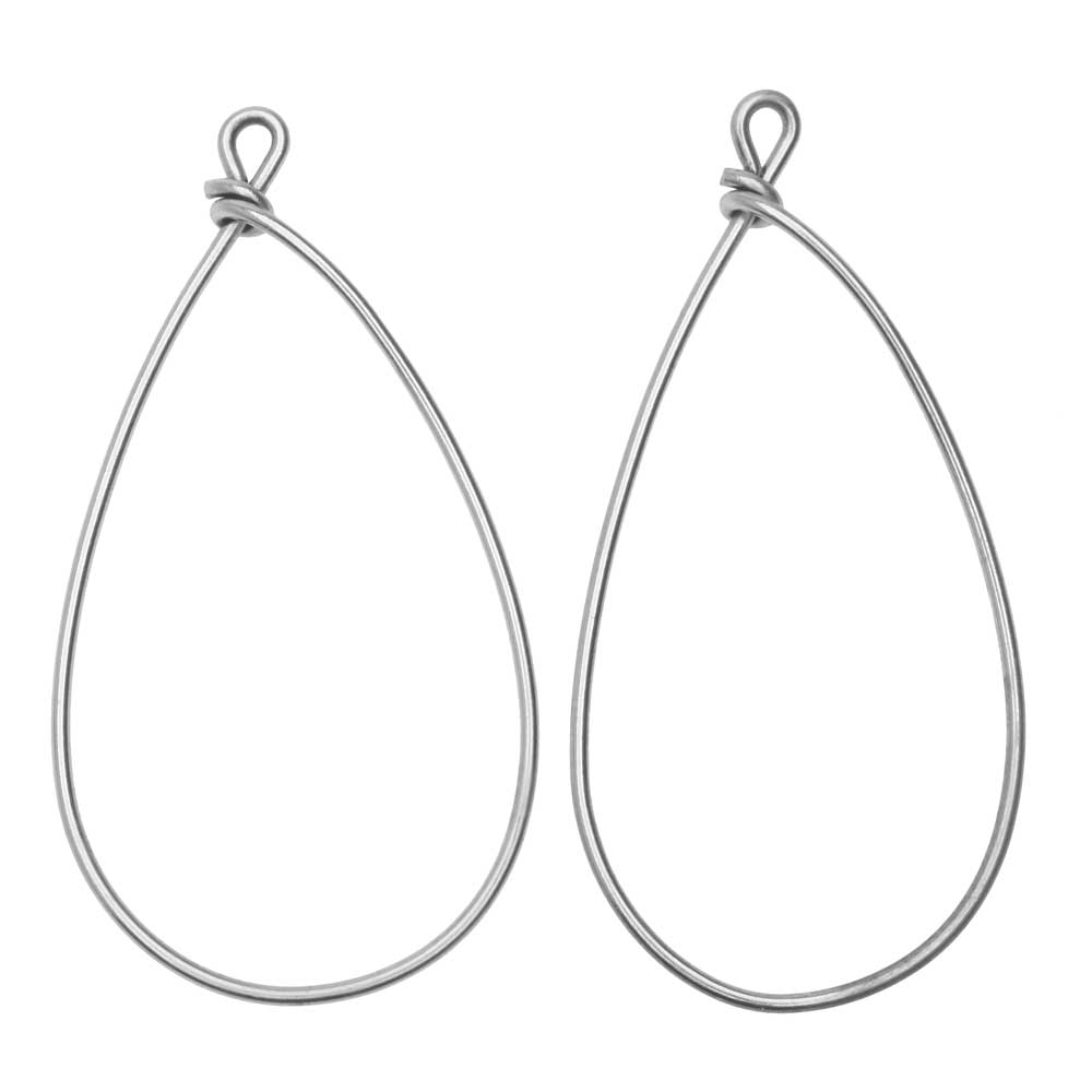 Nunn Design Wire Frame, Pear 18 Gauge, 46.5mm, Antiqued Silver (2 ...