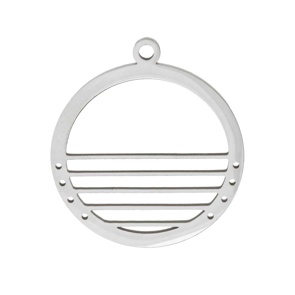 Centerline Beadable Pendant, Round with Cutouts and Holes 28mm, Rhodium ...