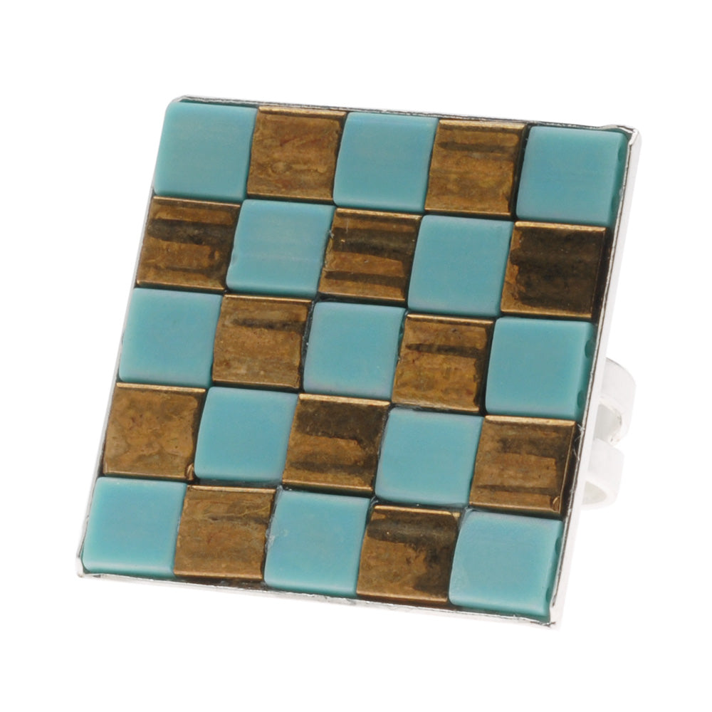 Retired - Checkerboard Tila Ring — Beadaholique