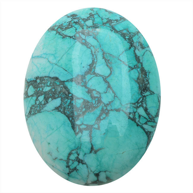 Chinese Turquoise Dyed Howlite Gemstone Oval Flat-Back Cabochon 40x30mm ...
