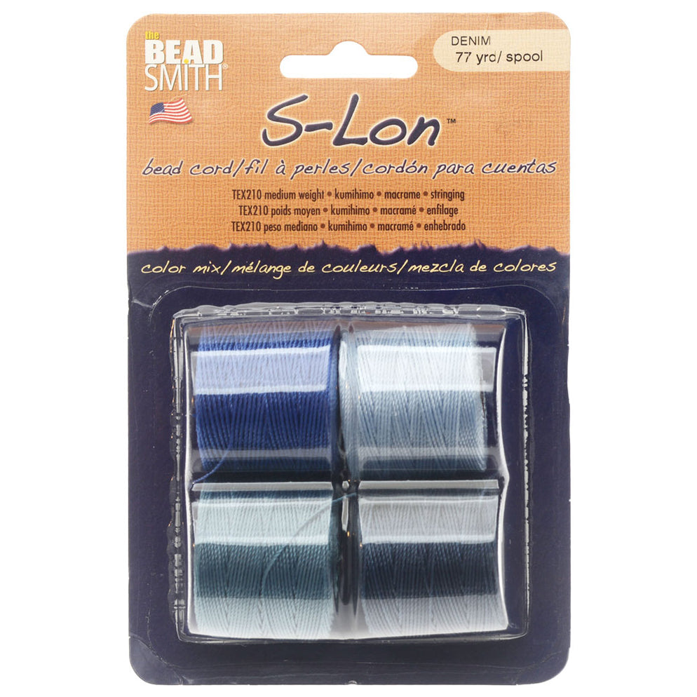 Super-Lon, S-Lon, Cord, Size 18, Four 77 Yard Spools, Denim Mix ...