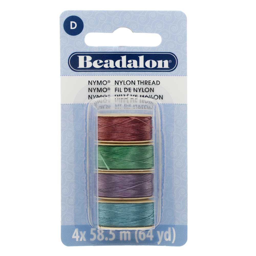 Nymo Nylon Bead Thread Variety Pack, Size D / 0.30mm / .012", Four 64 ...
