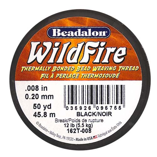 Wildfire Thermal Bonded Beading Thread .008 Inch - Black- 50 Yd ...