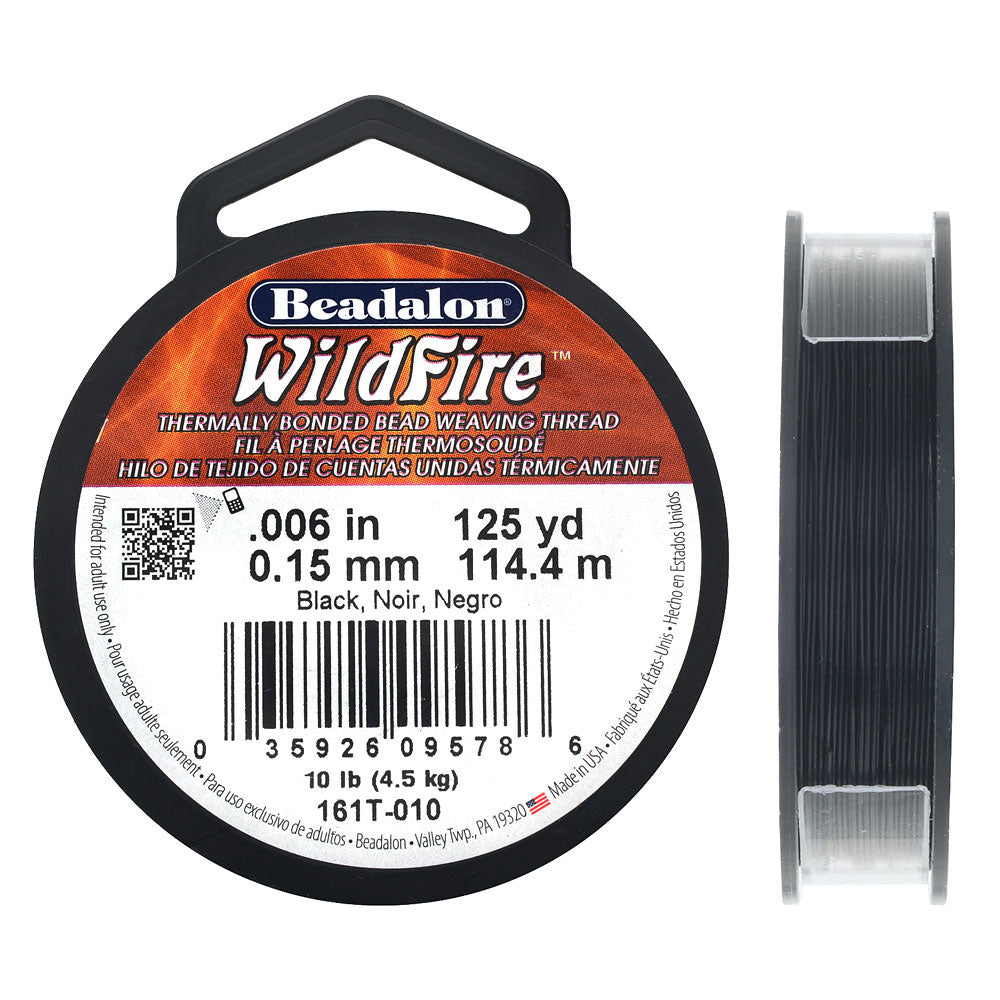 Wildfire Thermal Bonded Beading Thread, 125 Yards, Black (.006 Inch ...