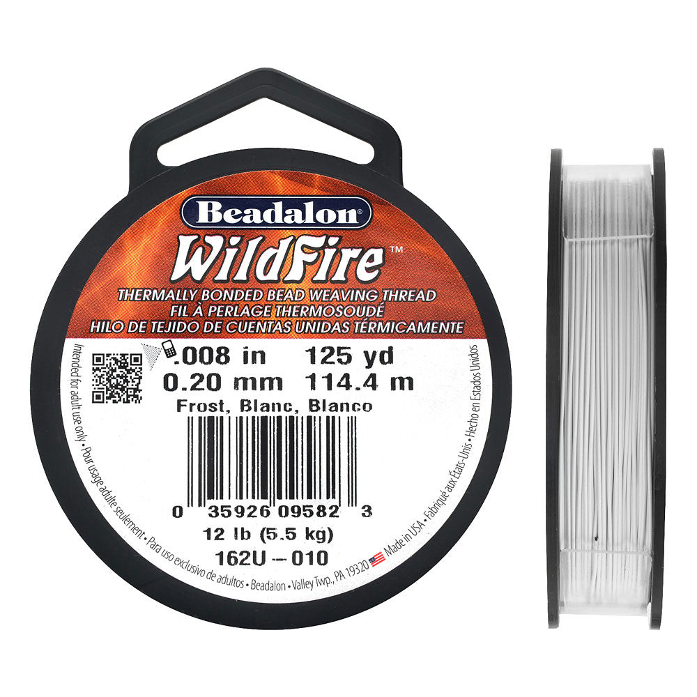 Wildfire Thermal Bonded Beading Thread, 125 Yards, Frost / White (.008 ...